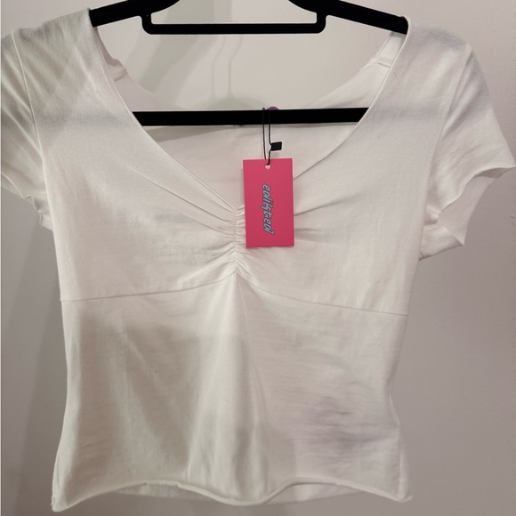 Edikted | Tops | Edikted White Ruched Short Sleeve Tshirt | Poshmark